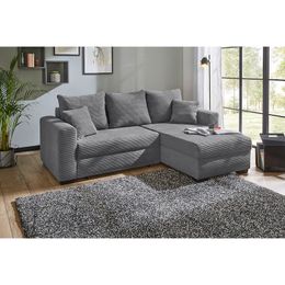 Jockenhöfer JOCKENHÖFER GRUPPE Ecksofa »Elmau L-Form, B: 235cm« mit Bettfunktion, Bettkasten & 2 Zierkissen grau