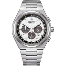 Citizen Chronograph Armbanduhr, Herren, Titan, Eco-Drive, Solar, Stoppfunktion, Saphirglas titansilberfarben-silberfarben Ausdrucksstarker...