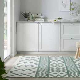 FLAIR RUGS Teppich &raquo;Teo, wendbar&laquo; rechteckig 2 mm H&ouml;he Wendeteppich aus recyceltem Material gr&uuml;n Obermaterial: 54% Baumwolle, 46% Polyester B : 80...