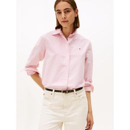 Tommy Hilfiger Hemdbluse »OXFORD RELAXED FIT SHIRT mit Hemdblusenkragen und Stickerei« mit Streifen Classic Ithaca/ Primary Red 36 36 Klassische...