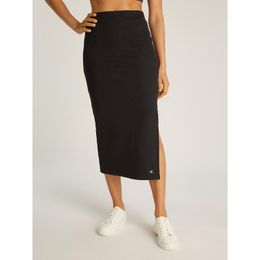 Calvin Klein Jeans Midirock »WOVEN LABEL RIB SKIRT« mit Beinschlitz Black XS (34) XS (34) Rock von CALVIN KLEIN