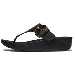 fitflop Zehentrenner »LULU RESIN-BUCKLE LEATHER TOE-POST SANDALS«, Pantolette, Slides, Flats mit verstellbarer Schnalle schwarz 41 41 Trendiger...
