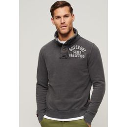 Superdry Sweatshirt »Vintage Athletic Henley Jumper« Washed Black XXL XXL Cooles Sweat mit Rundhals von Superdry
