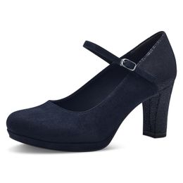 Tamaris Spangenpumps mit Metallic-Applikation an der Ferse und Absatz navy 38 38 Eleganter Pumps mit verstellbaren Riemchen