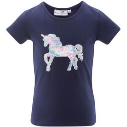 happy girls T-Shirt mit hochwertigem Pailletten-Einhorn-Motiv navy 104 104 Shirt von happy girls