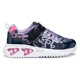 Geox Sneaker »J ASSISTER GIRL Blinkschuh«, Klettschuh mit bunt glitzerndem Schleifchen Muster und Blinkfunktion navy-lila 25 25 Glitter Sneaker mit...