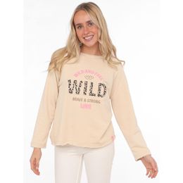 Zwillingsherz Sweater »"Wild and Free"« mit Used-Look Kanten, Leo Details und Stickerei Beige L/XL (L/XL) L/XL (L/XL) Damensweatshirt von...