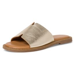 Tamaris Pantolette, Sommerschuh, Schlappen mit breiter Bandage goldfarben 39 39 Modischer Sommerschuh zum Schlupfen