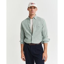 Gant Langarmhemd »REG COTTON LINEN STRIPE SHIRT« leicht, luftig und atmungsaktiv woody green XL - N-Gr N-Gr XL Streifenhemd von Gant