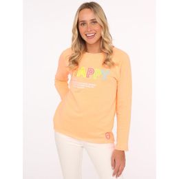 Zwillingsherz Damen Sweatshirt &raquo;"Happy"&laquo;, mit inspirierendem Zitatprint rot L/XL (L/XL)