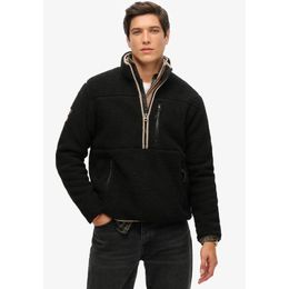 Superdry Fleecepullover »OUTDOOR FLEECE HALF ZIP« mit Stehkragen und kurzem Reißverschluss im Troyer-Look Contrast Black L L Cooles Fleeceshirt von...