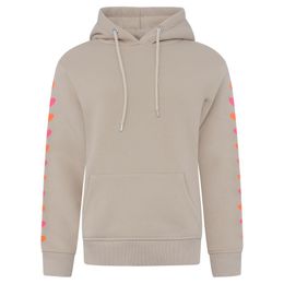Zwillingsherz Hoodie &raquo;Hoodie "Hearts & Love"&laquo;, mit gestickten Herzen am Arm und K&auml;ngurutasche Hellbeige SM (S/M) SM (S/M) Unifarbener Hoodie