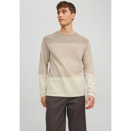 Jack & Jones Jack & Jones Herren Rundhalspullover &raquo;JJEHILL Einfarbiger Pullover mit angenehmem Tragegef&uuml;hl&laquo; unifarben, modisch, schmal, Baumwolle, Rundhals beige S