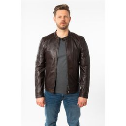Mauritius Lederjacke »MMTibor SF« kurzer Kragen mit Druckknöpfen dark brown S