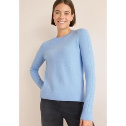 Cecil Rundhalspullover mit Rippbündchen sporty light blue melange XL (44) XL (44) Pullover von Cecil