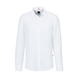 BOSS Orange Leinenhemd &raquo;Relegant&laquo; mit Markenlabel White100 L - N-Gr N-Gr L Langarmhemd mit normalem Hemdkragen f&uuml;r klassischen Look