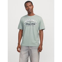 Jack & Jones JACK & JONES Rundhalsshirt »JJELOGO TEE SS O-NECK 2 COL SS25 SN« mit Logo Print Iceberg Green Detail:Melange M M T-Shirt von Jack & Jones