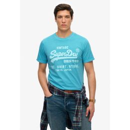 Superdry Rundhalsshirt »VL NEON RELAXED TEE« Neon Sky Blue L L Bedrucktes Shirt von Superdry