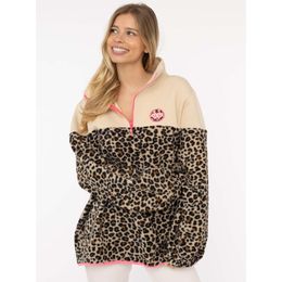 Zwillingsherz Troyer »"Leo Lover"« Animal-Muster, leichte Oversizeform, Kontrast-Details, Langarm beige SM (S/M) SM (S/M) Damenpullover von...