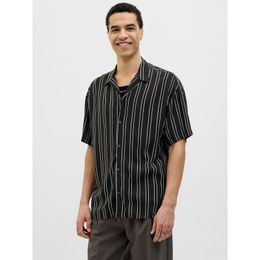 Jack & Jones JACK & JONES Kurzarmhemd »JJEJEFF STRIPE RESORT SHIRT SS SN« mit Streifen Muster Black M - N-Gr N-Gr M Cooles Hemd von Jack & Jones