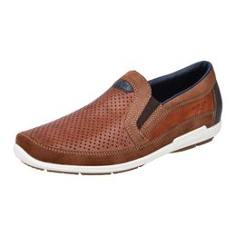 Rieker Slipper Freizeitschuh, Schlupfschuh, Mokassin mit Stretcheins&auml;tze cognac 43 43 Zum Schlupfen