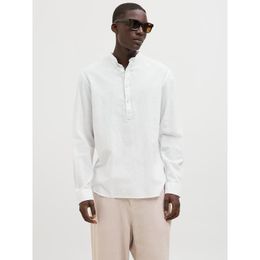 Jack & Jones JACK & JONES Langarmhemd »JJESUMMER HALF PLACKET SHIRT LS SN« mit Bandkragen White S - N-Gr N-Gr S Cooles Hemd von Jack & Jones