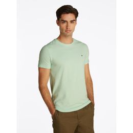 Tommy Hilfiger T-Shirt »STRETCH SLIM FIT TEE mit Rundhals und Logostickerei« unifarben, casual, slim fit, Baumwollmix, Rundhals Opal Green M M...