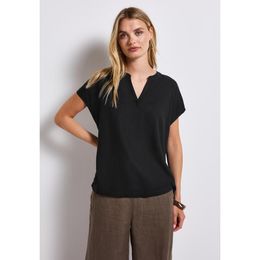 Street One Damen Street One Kurzarmbluse Split Neck schwarz 38