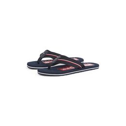Tommy Hilfiger Zehentrenner »CORPORATE HILFIGER BEACH SANDAL«, Sommerschuh, Flats, Bequemschuh mit Streifen dunkelblau 43 43 Sommerschuh für Bad...