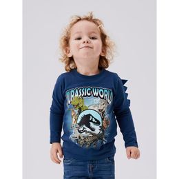 name it Langarmshirt »NMMJOLLY JURASSIC LS TOP NOOS SKY« mit tollem Jurassic World-Frontmotiv Dark Denim 110 110 Trendiges Design mit attraktivem...
