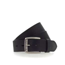 Mustang Ledergürtel, Genarbtes Vollleder mit Glanz, 4 cm schwarz