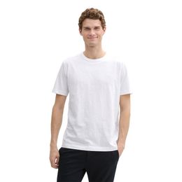 Tom Tailor T-Shirt mit Logo Stickerei white L L Rundhalsshirt von Tom Tailor