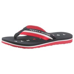 Tommy Hilfiger Zehentrenner »TOMMY LOVES NY BEACH SANDAL«, Sommerschuh, Schlappen, Poolsildes mit Logo auf der Laufsohle blau-weiß-rot 39 39...