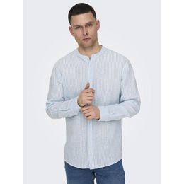 Only & Sons Only & Sons Damen ONLY & SONS Langarmhemd &raquo;ONSCAIDEN LS MAO STRIPE LINEN SHIRT NOOS&laquo; blau S, N-Gr