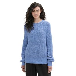 Tom Tailor Denim Strickpullover mit Strick-Struktur sicilian blue melange XXL (44) XXL (44) V-Ausschnitt-Pullover von Tom Tailor Denim