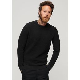 Superdry Strickpullover »TEXTURED CREW KNIT JUMPER« mit strukturiertem Waffelstrickmuster Raven Black Heather L L Modischer Pullover von Superdry