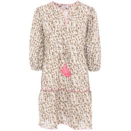 Zwillingsherz Sommerkleid »"Colorful Leopard"« mit Tasseln und kontrastfarbigen Details Beige M - N-Gr N-Gr M Kleid von Zwillingsherz