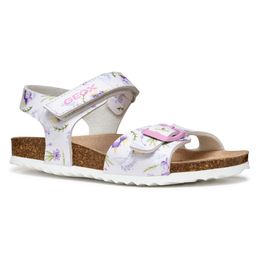 Geox Sandale &raquo;J ADRIEL GIRL&laquo;, M&auml;dchen Sandale, Sommerschuh mit Fu&szlig;bett wei&szlig;-lila bedruckt 24 24 Geox Sandale mit Fu&szlig;bett