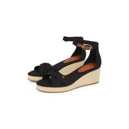 Tommy Hilfiger Keilsandalette »FLAG CRISS-CROS MID WEDGE ESPAD«, Riemchensandale, Sommerschuh mit verstellbarer Schnalle schwarz 41 41 Modische...
