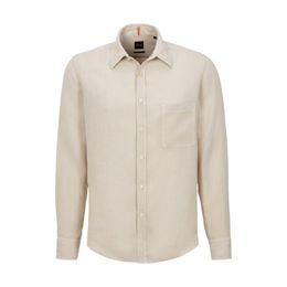 BOSS Orange Leinenhemd &raquo;Relegant&laquo; mit Markenlabel Light Beige271 4XL - N-Gr N-Gr 4XL Langarmhemd mit normalem Hemdkragen f&uuml;r klassischen Look