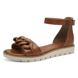 Marco Tozzi Riemchensandale, Keilabsatz, Sommerschuh, Sandalette, mit Zierkette Ton in Ton cognac 39 39 Trendiges Modell mit verstellbarer Schnalle