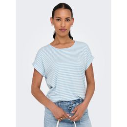Only Kurzarmshirt »ONLMOSTER STRIPE S/S O-NECK TOP JRS NOOS« gestreift, lässig geschnitten, Jersey, Rundhals, Viskosemischung Clear Sky...
