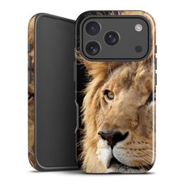 DeinDesign iPhone 17 Pro Handy Panzer Handyhülle robuste Outdoor Hülle Schutzhülle glänzend Jungle Photography Lion Tough Case