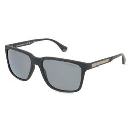 Emporio Armani EA4047 | Herren-Sonnenbrille | Fassung: Vollrand, Quadratisch, Kunststoff, Schwarz | Glasfarbe: Grau