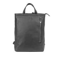 Cityrucksack MARGELISCH "LUNIR-1", Gr. B/H/T: 27cm x 37cm x 9cm, onesize, schwarz, Leder, Rucksäcke, aus LWG zertifiziertem Leder