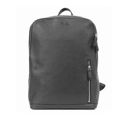 Laptoprucksack MARGELISCH "KEMIN-1", Gr. B/H/T: 28cm x 40cm x 12cm, onesize, schwarz, Leder, Rucksäcke, aus LWG zertifiziertem Leder