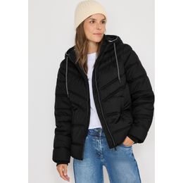Steppjacke Cecil, Damen, Gr. L (42), schwarz, Web, Obermaterial: 100% Polyester. Futter: 100% Polyester, unifarben, regular fit normal, elastischer Bund, Jacken, mit Kapuze
