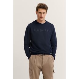Sweatshirt Bugatti "3D-Logo-Print", Herren, Gr. M, 390, marine, Sweatware, 87% Baumwolle, 13% Polyester, unifarben, normal, Rundhals, Rippbündchen, Sweatshirts, im Modern Fit aus einem Baumwollmix