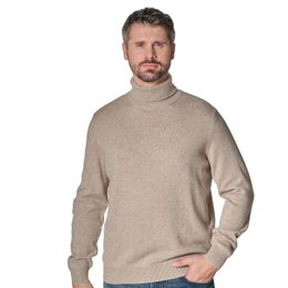 Rollkragenpullover Casamoda "Casamoda Rollkragenpullover uni", Herren, Gr. L, beige, 80% Wolle, 20% Nylon, Pullover Rollkragenpullover