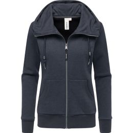 Kapuzensweatjacke Ragwear "Neskia Zip", Damen, Gr. XL (42), navy, Material: 70% Baumwolle, 30% Polyester, körpernah hüftbedeckend, hoch geschlossener Ausschnitt, Ärmel ohne Ärmelschlitz Rippbündchen, Sweatjacken, Weiche Sweatjacke mit Kapuze